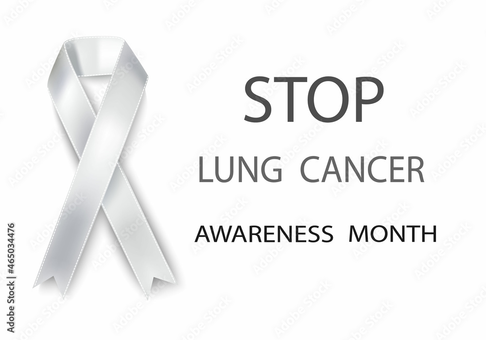 Lung cancer awareness white ribbon illustration isolated on transparent ...