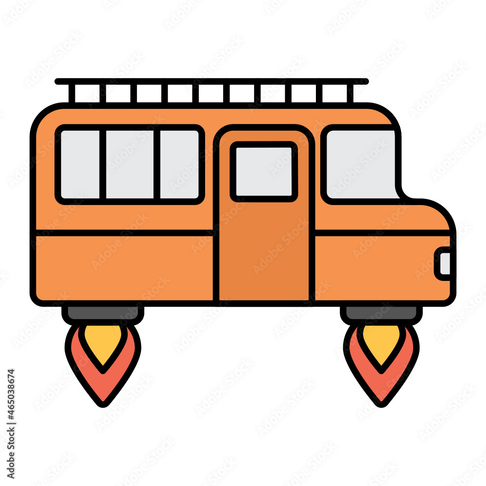 Flying Camper Van Concept, Modern RV Lorry Vector Color Icon Design ...