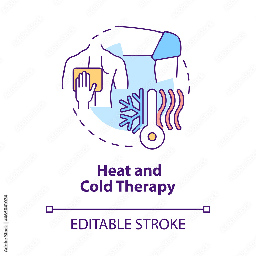 Heat and cold therapy concept icon. Compress for relieving back pain ...