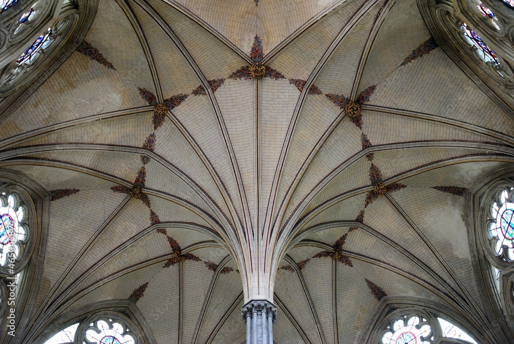 Rib vault ceiling at the 800 years old Salisbury Cathedral, formally ...