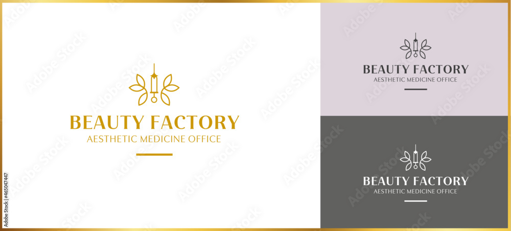 READY TO USE: aesthetic medicine logo, syringe, beauty treatments ...
