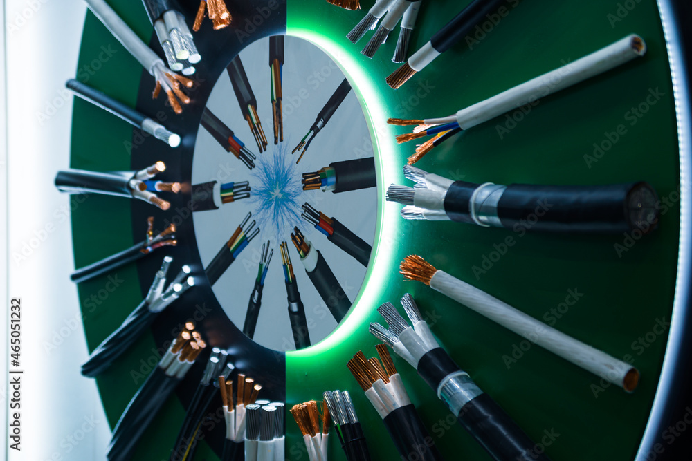 Energy cables with insulated copper conductors. A set of power cables ...