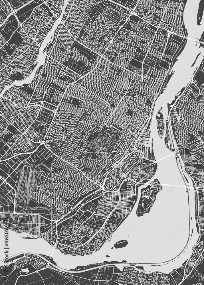 City map Montreal, monochrome detailed plan, vector illustration Stock ...