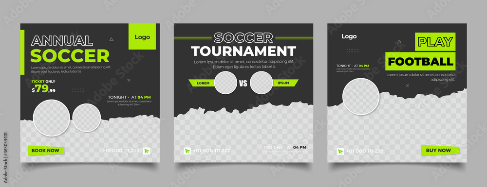 social media post template for football competition Stock Vector ...