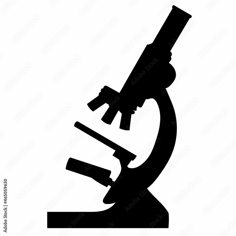 black silhouette microscope vector, isolated Stock Vector | Adobe Stock