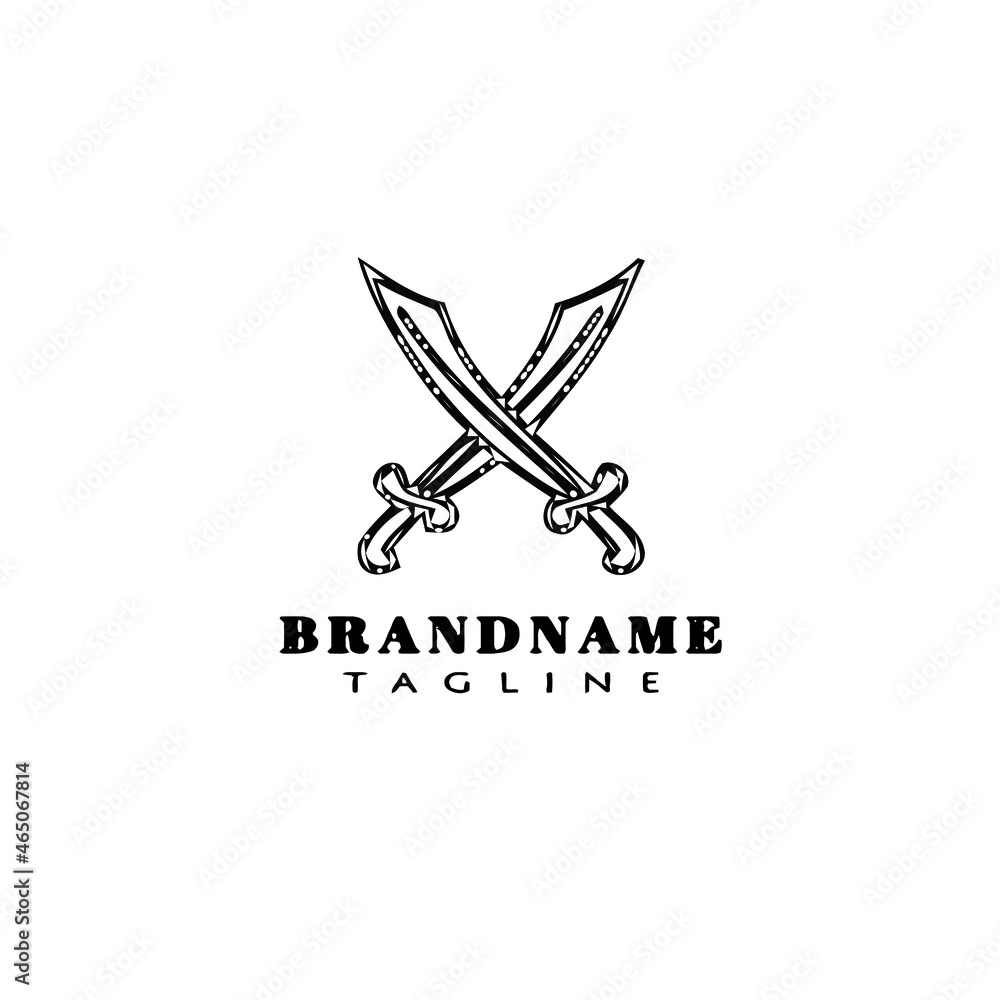 sword logo icon design template black isolated vector illustration ...