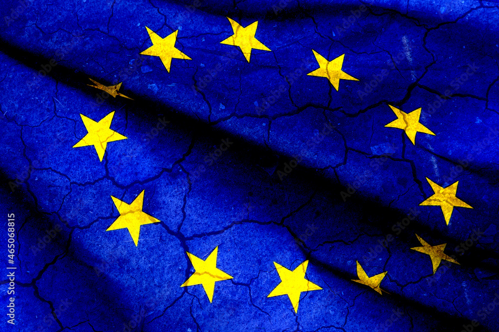 policy, crisis and national security concept - flag of europe on ...
