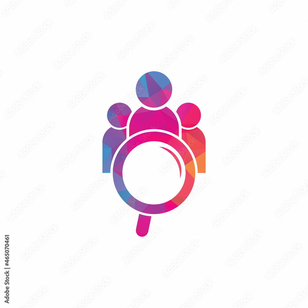 People finder logo. Magnifying glass logo. loupe and people logo design ...