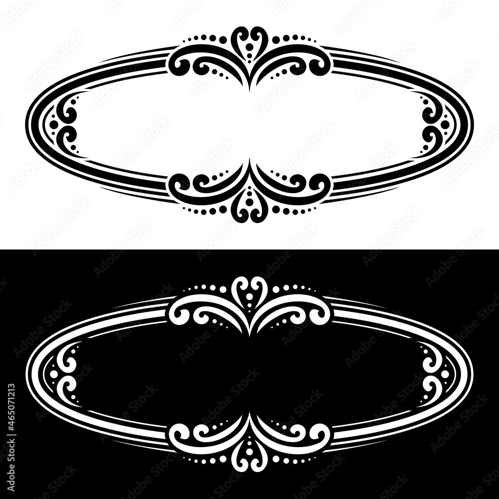 Vector oval decorative Frames for greeting text, monochrome ...