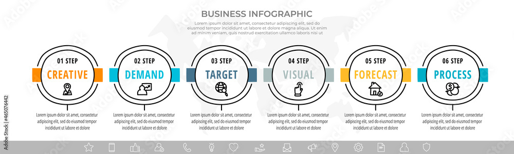 Vector minimal line infographics with circles. Hand-drawn business ...