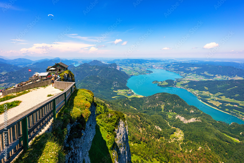 Schafberges aufgenommen, Mountain landscape in Salzkammergut, Upper ...