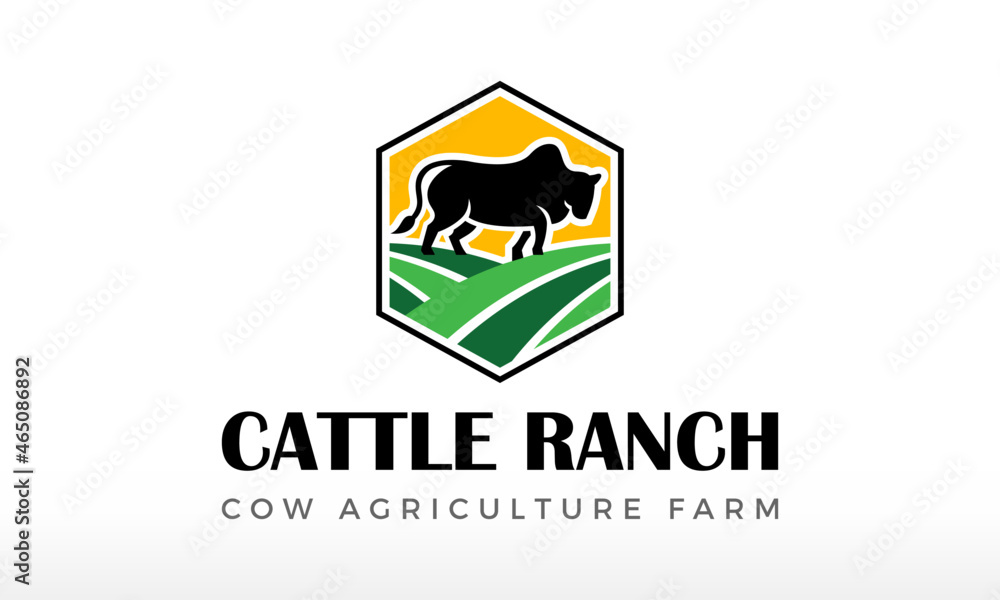 CATTLE RANCH COW FARM LOGO DESIGN Stock Vector | Adobe Stock