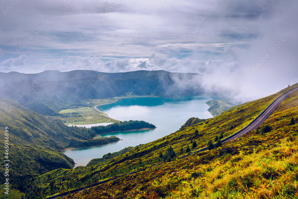 Azores panoramic view of natural landscape, wonderful scenic island of ...