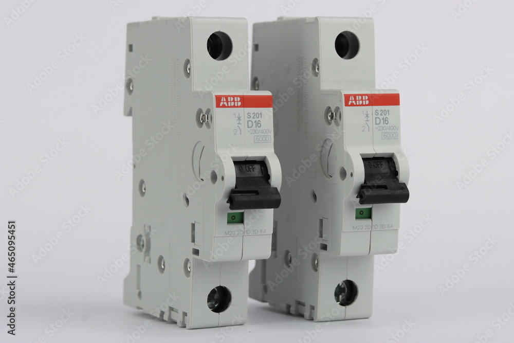 Circuit breaker ABB series S201 System pro M for 10 Amps, 1P with characteristic C with din rail ...