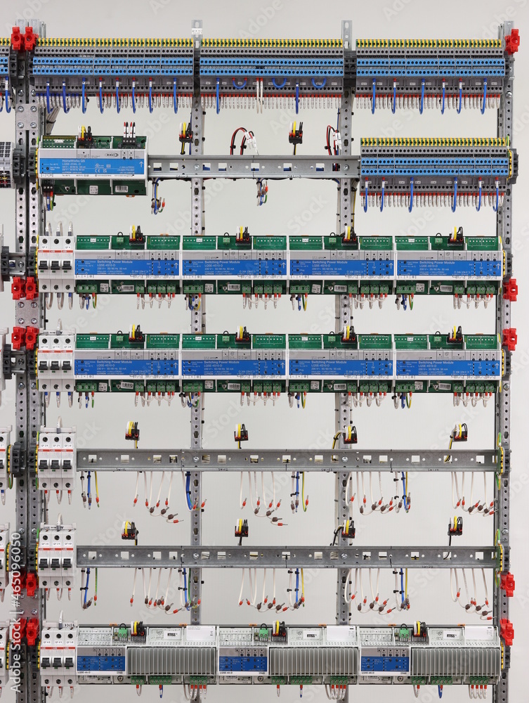 Lutron relay blocks for controlling groups of lights in the electrical ...