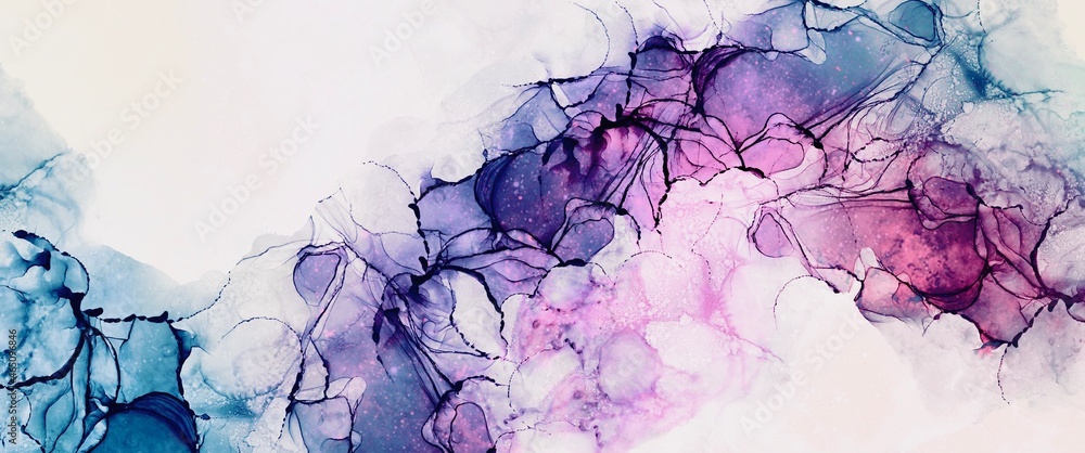 Pink and purple alcohol ink background, hand drawn art illustration art ...