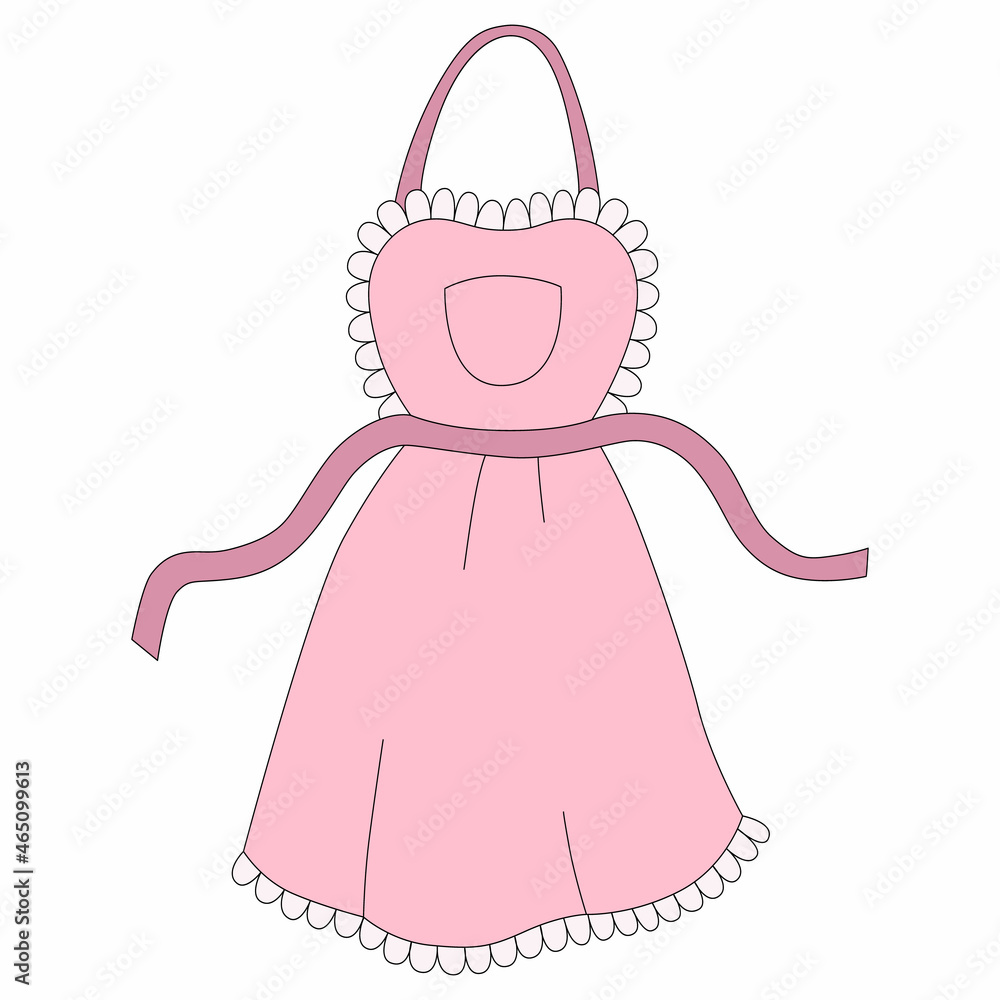 Pink apron in cartoon style. Vector illustration isolated on white ...