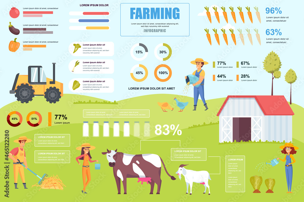 Farming concept banner with infographic elements. Agribusiness ...