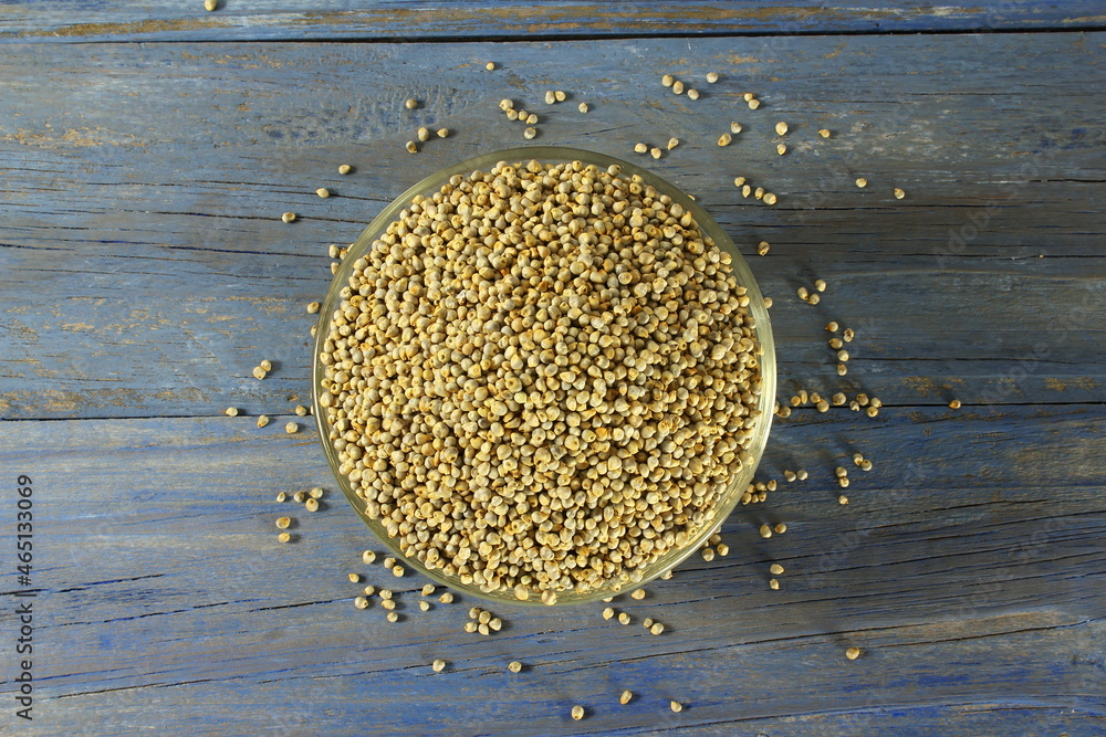 pearl millet grain whole in bowl for indian gujarati food recipe Stock ...