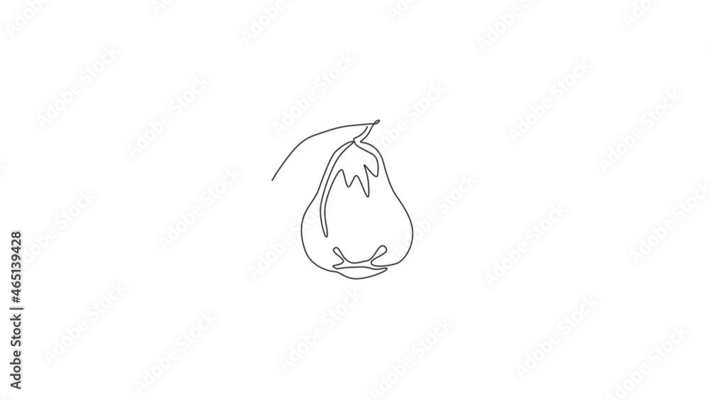 Animation of one line drawing of whole healthy organic bell fruit for ...