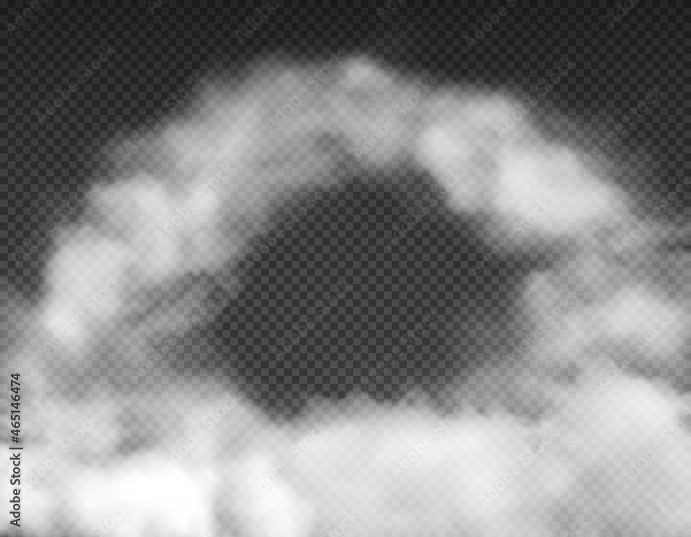 Round arch clouds on transparent background. Vector fog or smoke circle ...