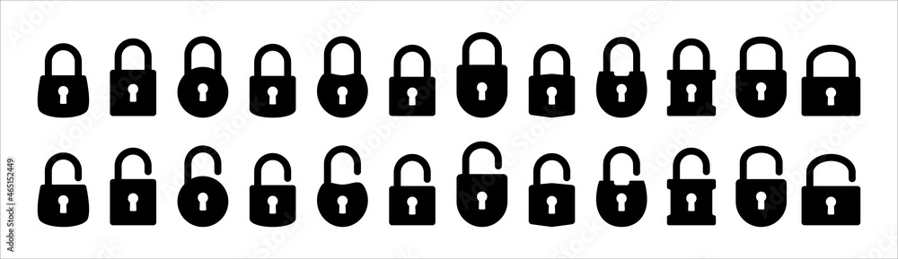 Lock icon set. Locked and unlocked vector icon set. Locked and unlocked ...