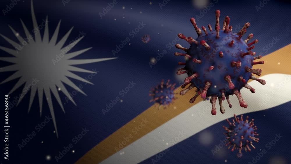 3D, Marshallese flag waving with coronavirus outbreak infecting ...