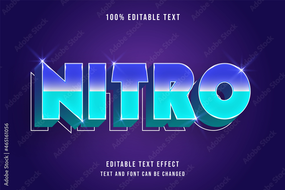 nitro 3 dimension editable text effect modern shadow futuristic style ...