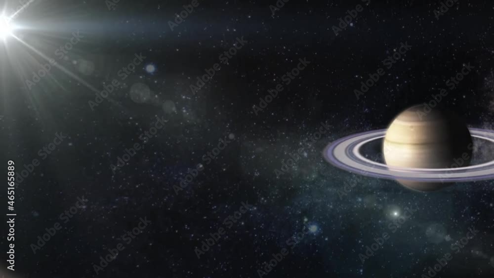Planet Saturn in cartoon style rotates. 3d planet with rotating rings ...