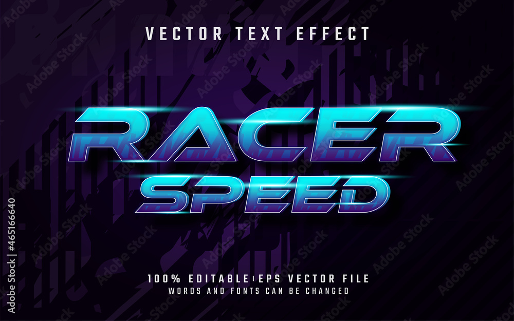 Speed racer text effects, editable fast and sports text styles Stock ...