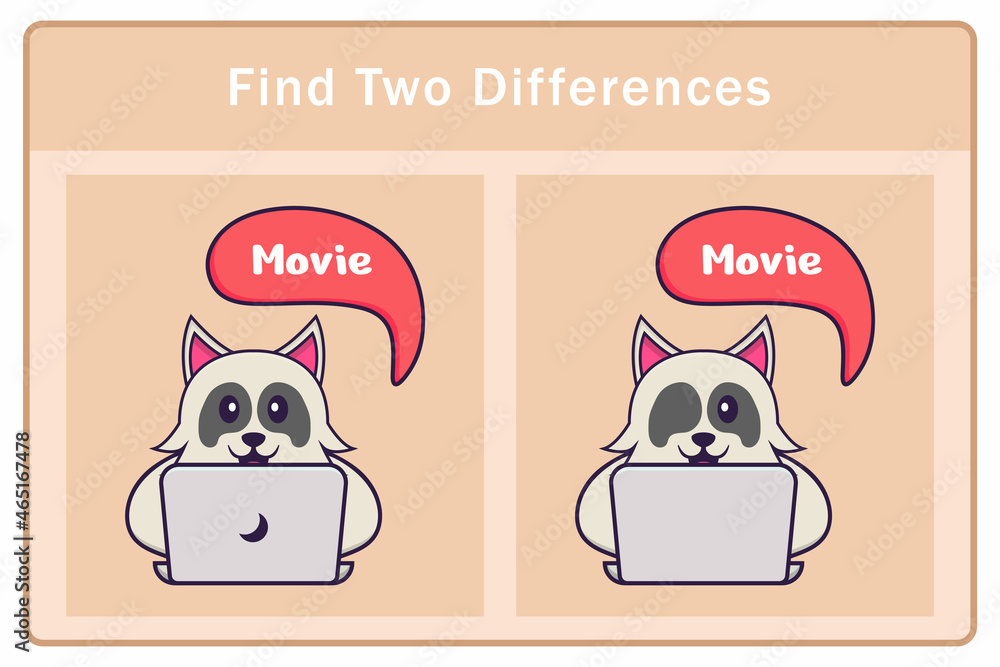 Cute dog cartoon character. Find differences. Educational game for ...
