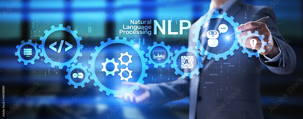 NLP Natural language processing concept. Artificial intelligence neural ...