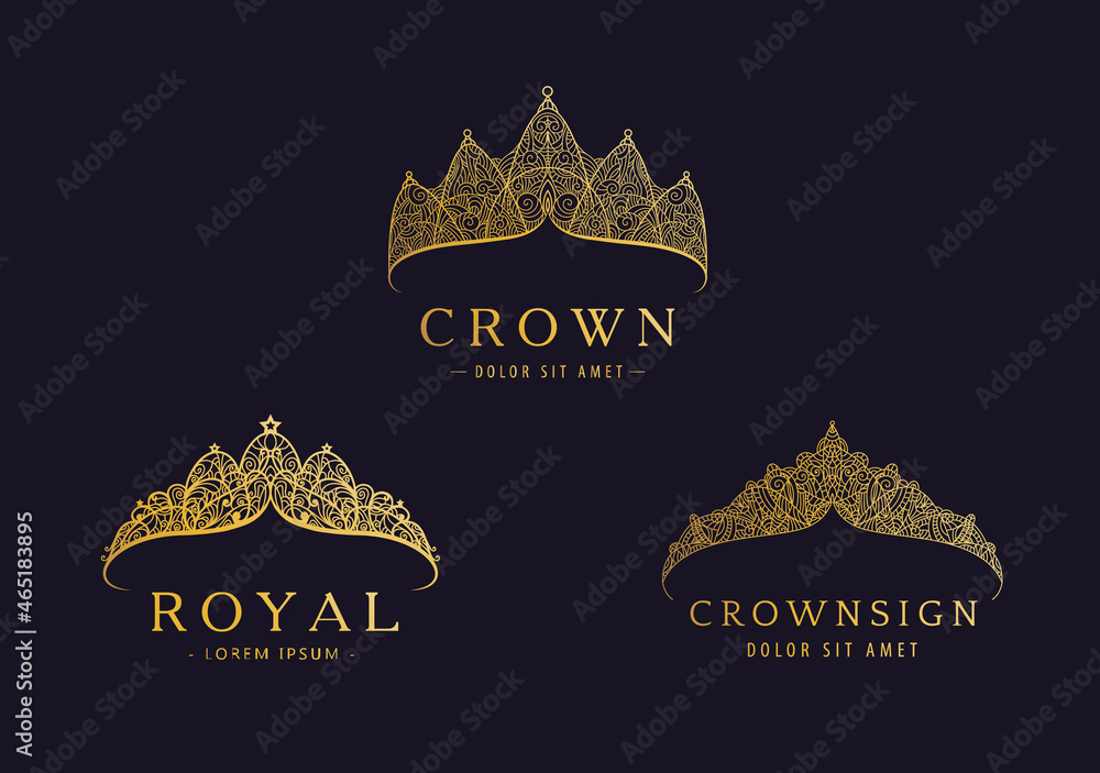 Vector set of abstract luxury, royal golden company logo icon design ...