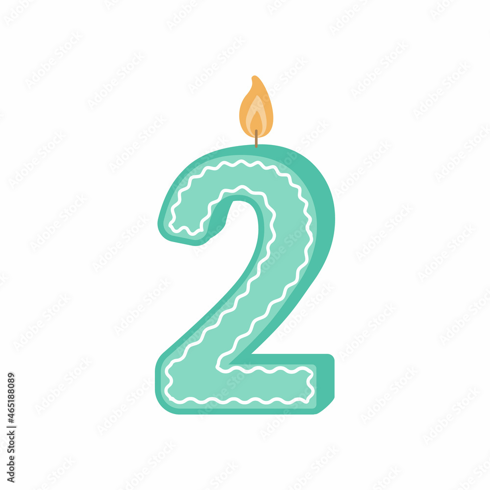 Illustration of a birthday candle number. The number two candle. A ...