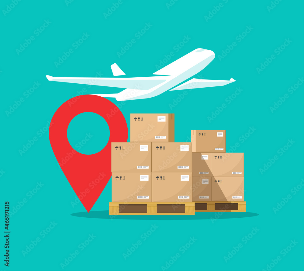 Air plane logistics delivery mail service vector or aircraft freight ...