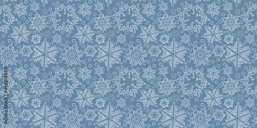 Winter snowflakes pattern background. Blue seamless snowflake pattern ...