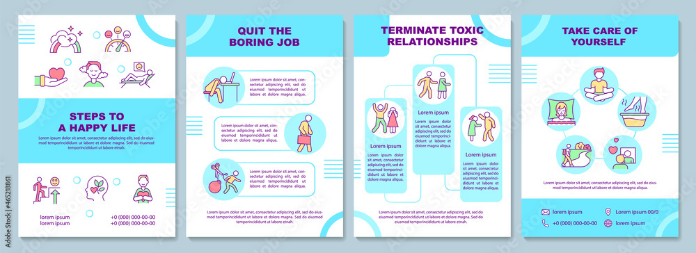 Fototapeta Steps to happy life brochure template. Changing life. Flyer ...