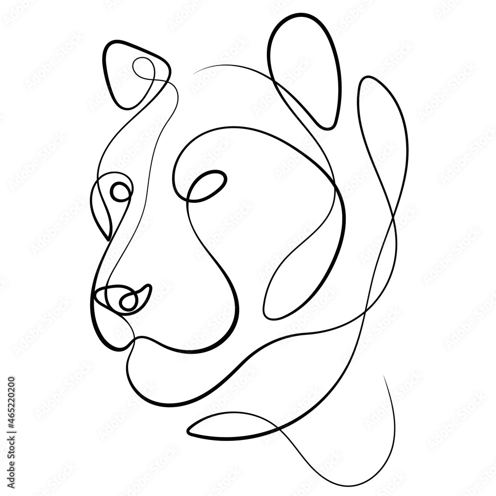 One single line drawing of wild female lion vector illustration ...