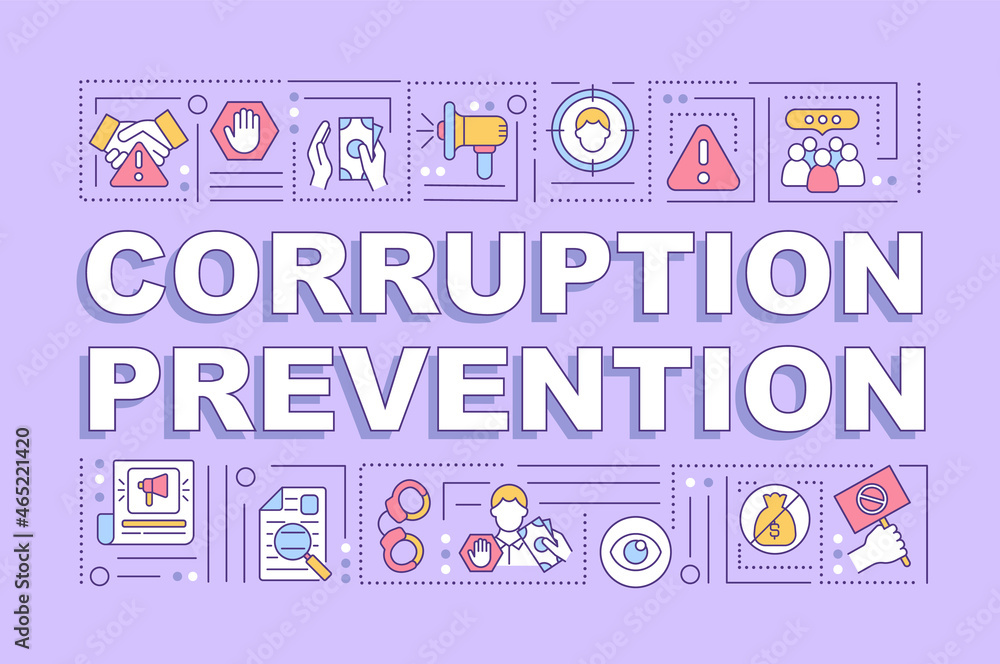 Corruption prevention word concepts banner. Corruption control measures ...