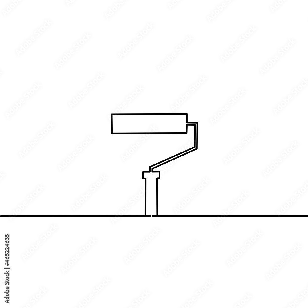 Continuous line drawing of paint brush, object obe line, single line ...