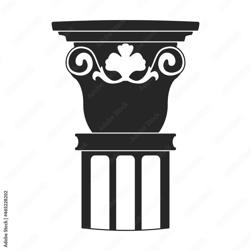 Ancient column vector black icon. Vector illustration pillar of antique ...