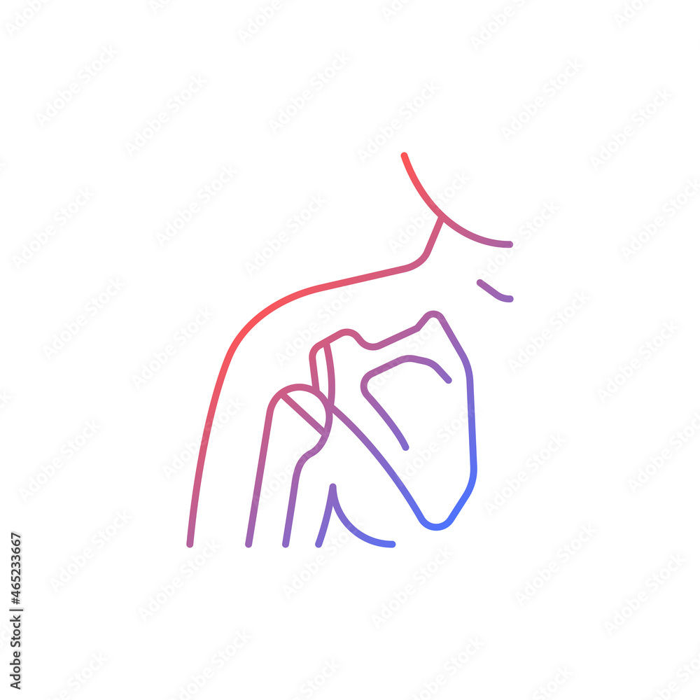 Joint dislocation gradient linear vector icon. Dislocated shoulder ...