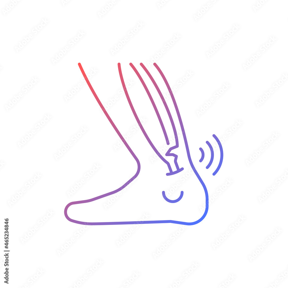 Joint strains gradient linear vector icon. Muscles overstretching ...