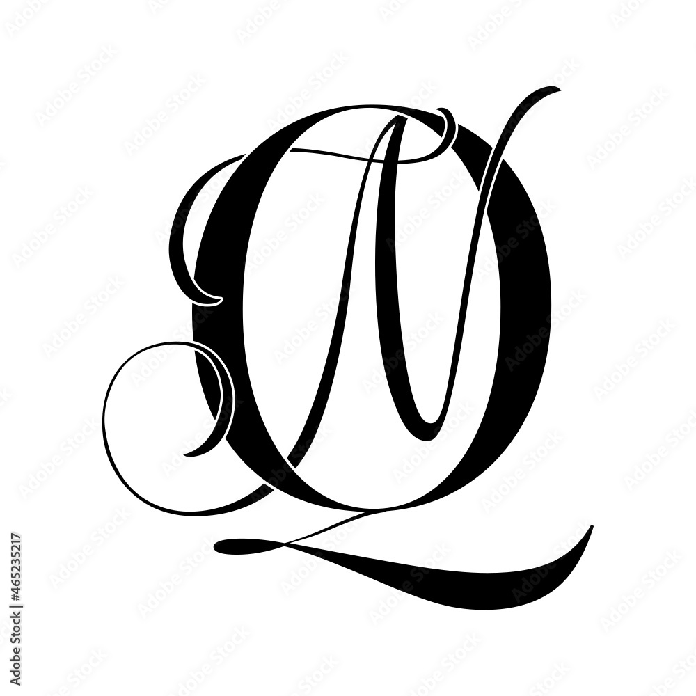 qn, nq, monogram logo. Calligraphic signature icon. Wedding Logo ...