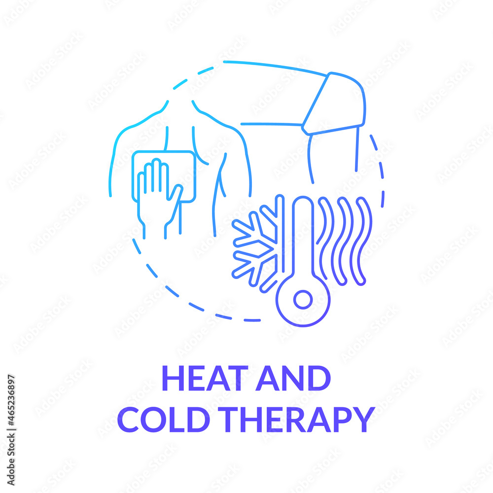 Heat and cold therapy graident blue concept icon. Compress for ...