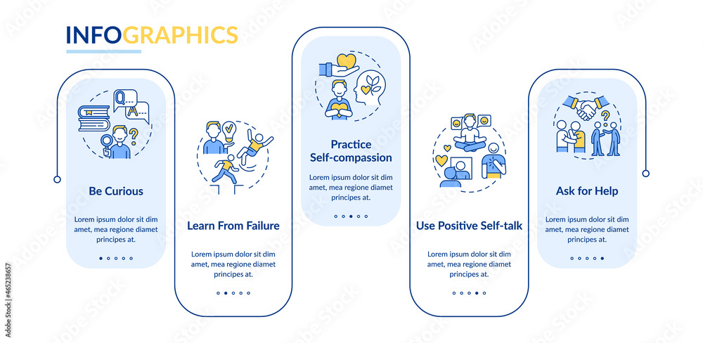 Happiness mindset strategies vector infographic template. Presentation ...