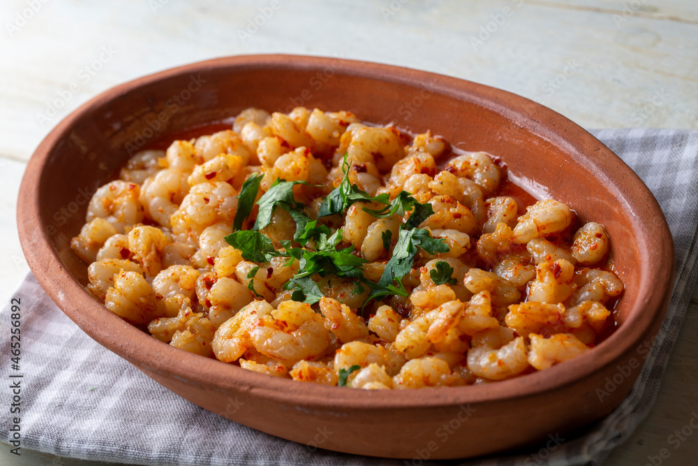 Tiny fried shrimp with sauce, Butter Casserole Shrimp (Turkish name ...