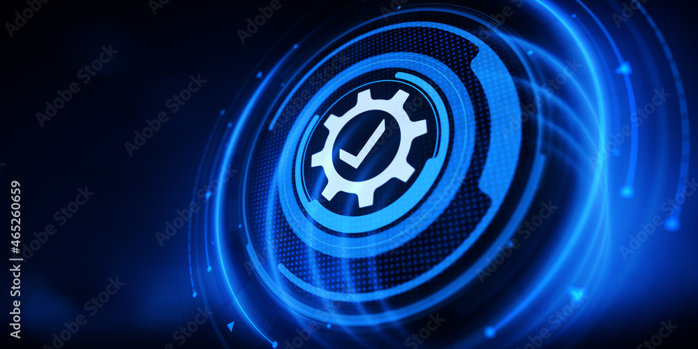 Standards Quality control certification concept on screen. Stock ...