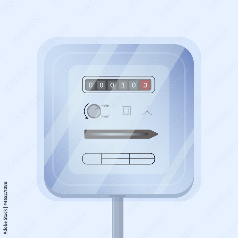 Simple domestic analogue electricity or electrical meter isolated on ...