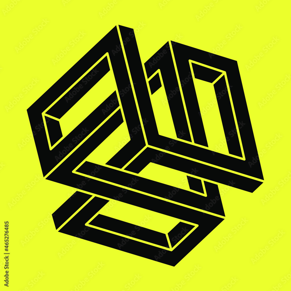 Impossible shapes. Sacred geometry figure. Optical illusion. Abstract ...